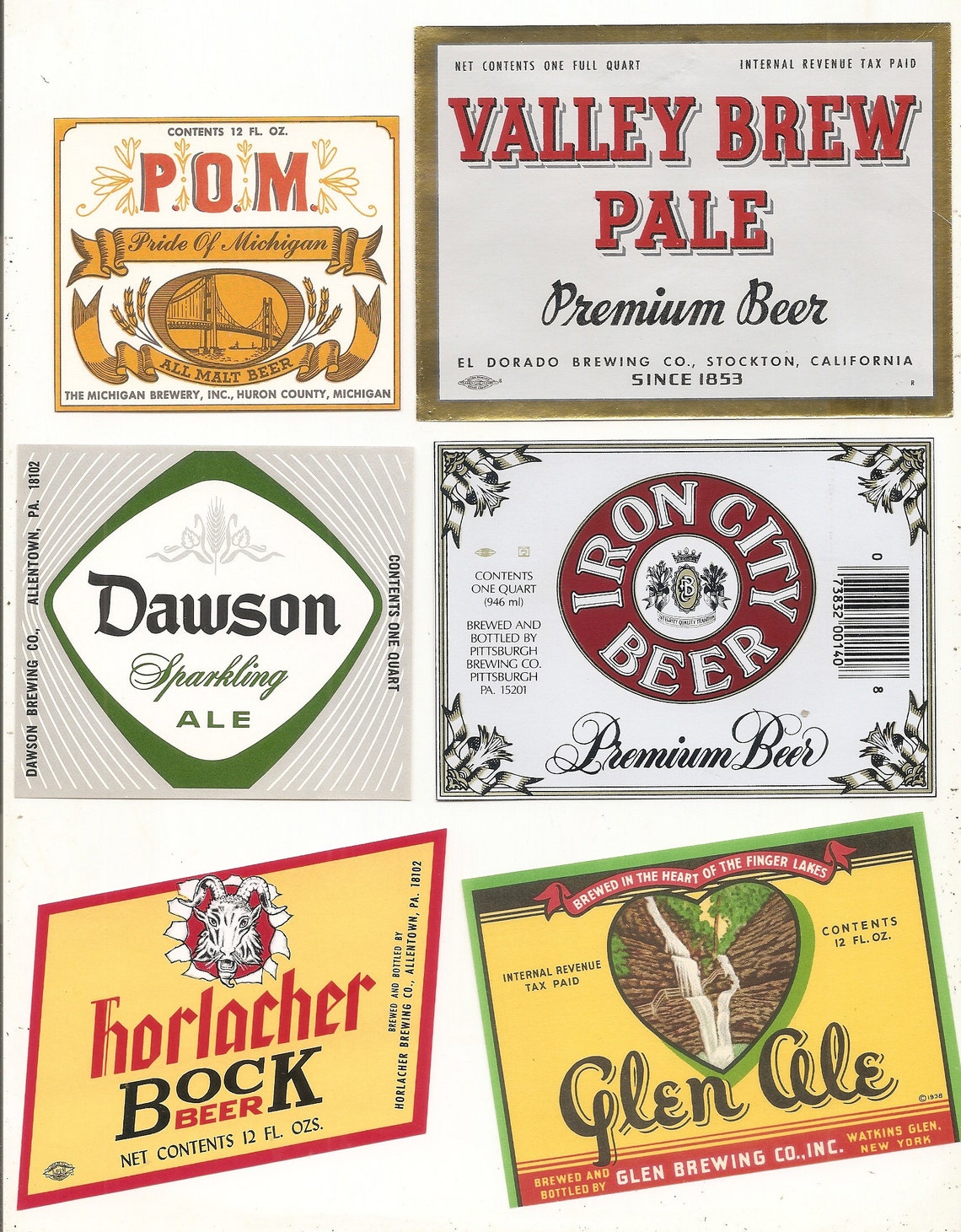 54 Vintage Old BEER LABELS Sebewaing Mi.shamokin | Etsy
