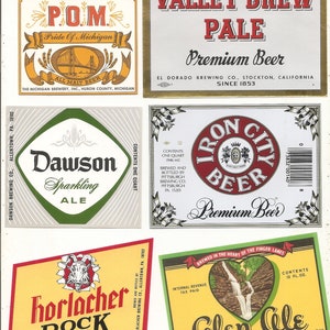 54 Vintage Old BEER LABELS Sebewaing Mi.,shamokin Pa.,evansville Ind ...