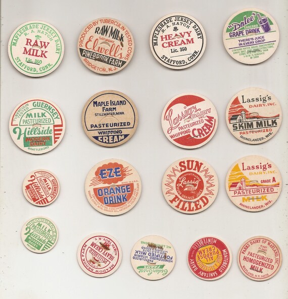 18 Old VINTAGE MILK JUICE Caps Etc.. - Etsy