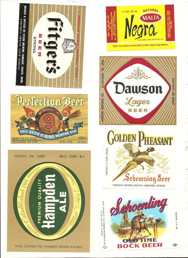 59 Vintage Old BEER LABELS Glen Ale SCHOENLING tube City | Etsy