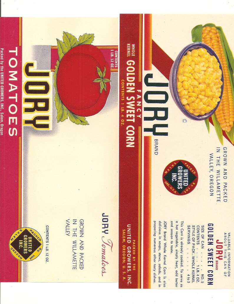 18 Different Old Vintage Salem OREGON Fruit / Vegetable Can Labels ...