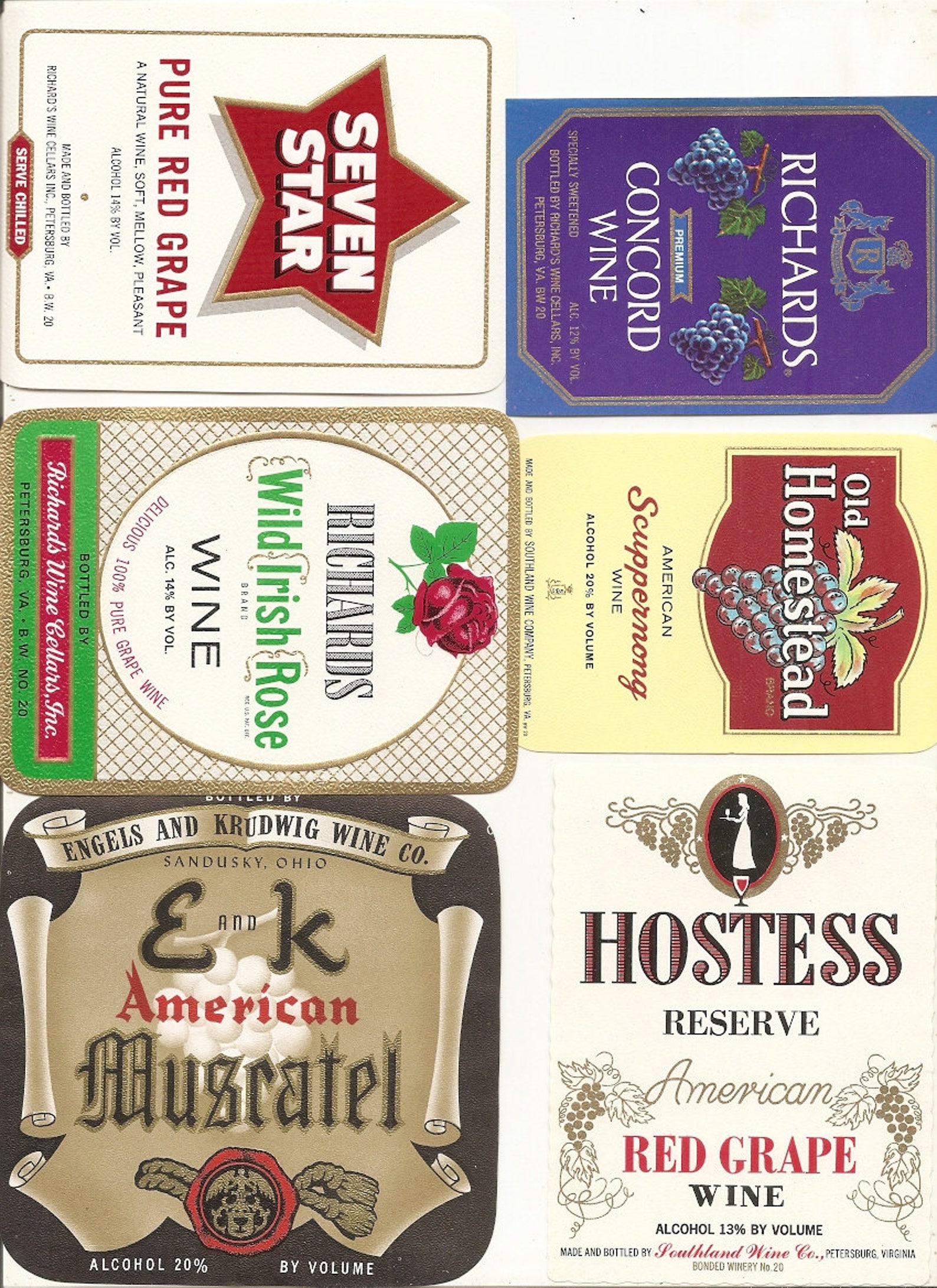 62 Old 1940's Plus WINE Labels .all U.S. Virginia OHIO - Etsy