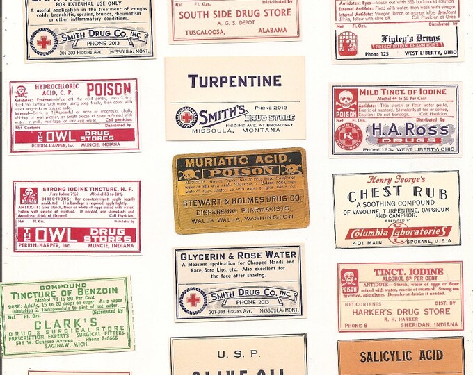47 1930s Plus Drugstorepharmacy poison and Medicine Labels - Etsy