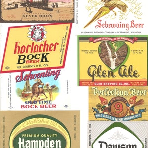 71 Vintage Old BEER LABELS Sebewaing Mi.,shamokin Pa.,evansville Ind ...