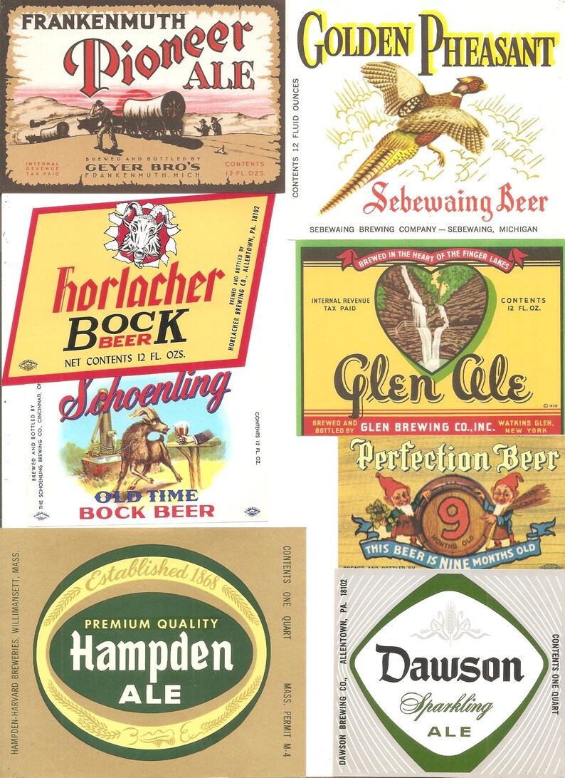 71 Vintage Old BEER LABELS Sebewaing Mi.SHAMOKIN | Etsy