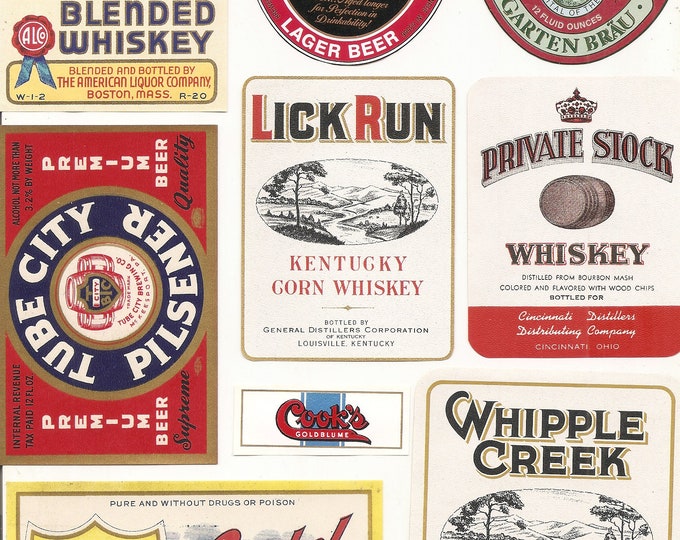 40 Old VINTAGE Whiskey/beer/liquor Labels Etc... - Etsy
