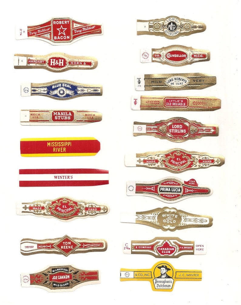 190 CIGAR BAND Labels new Old Stock Cigar Bands | Etsy