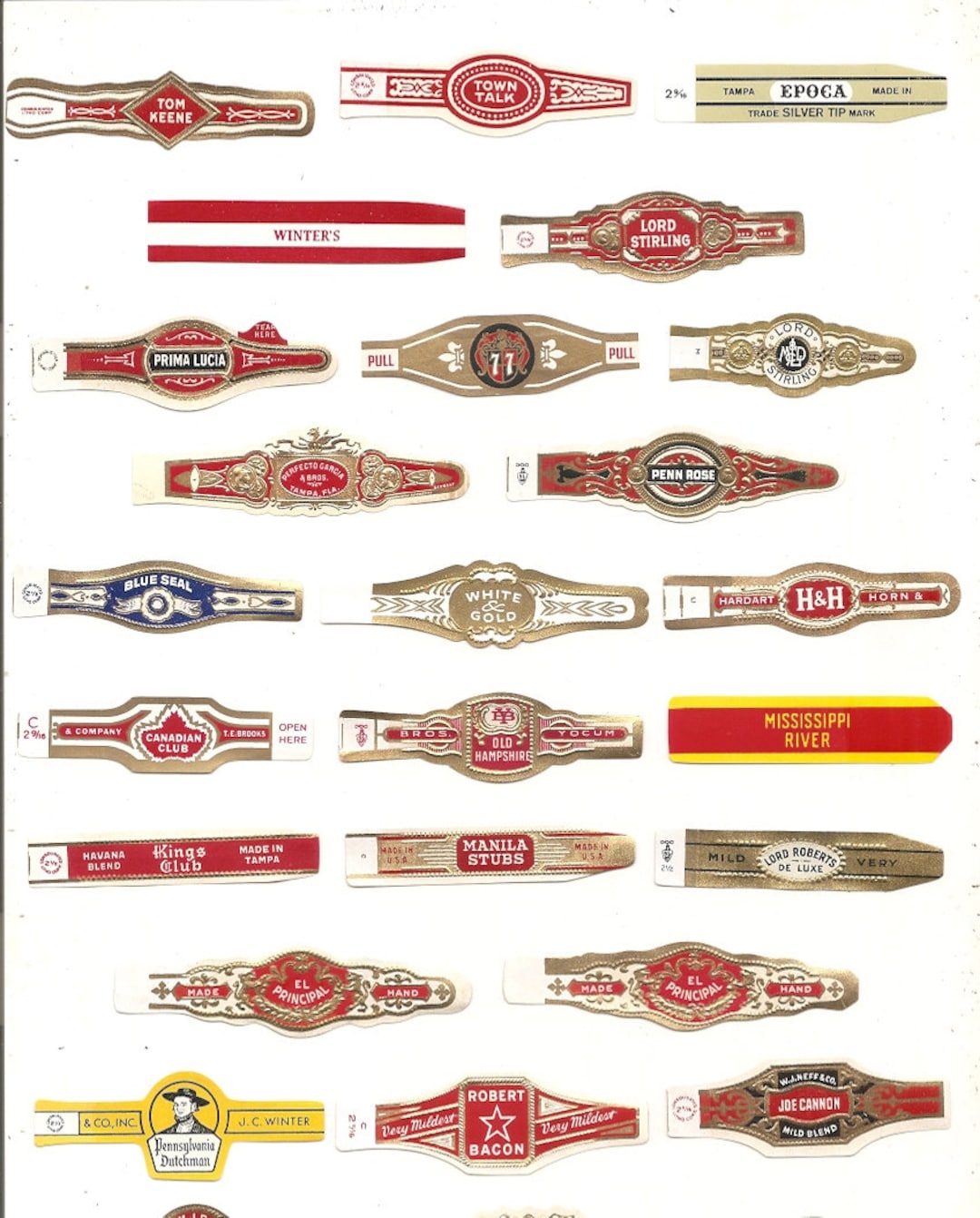 270 CIGAR BAND Labels -new Old Stock Cigar Bands Lithographed in 1930 ...