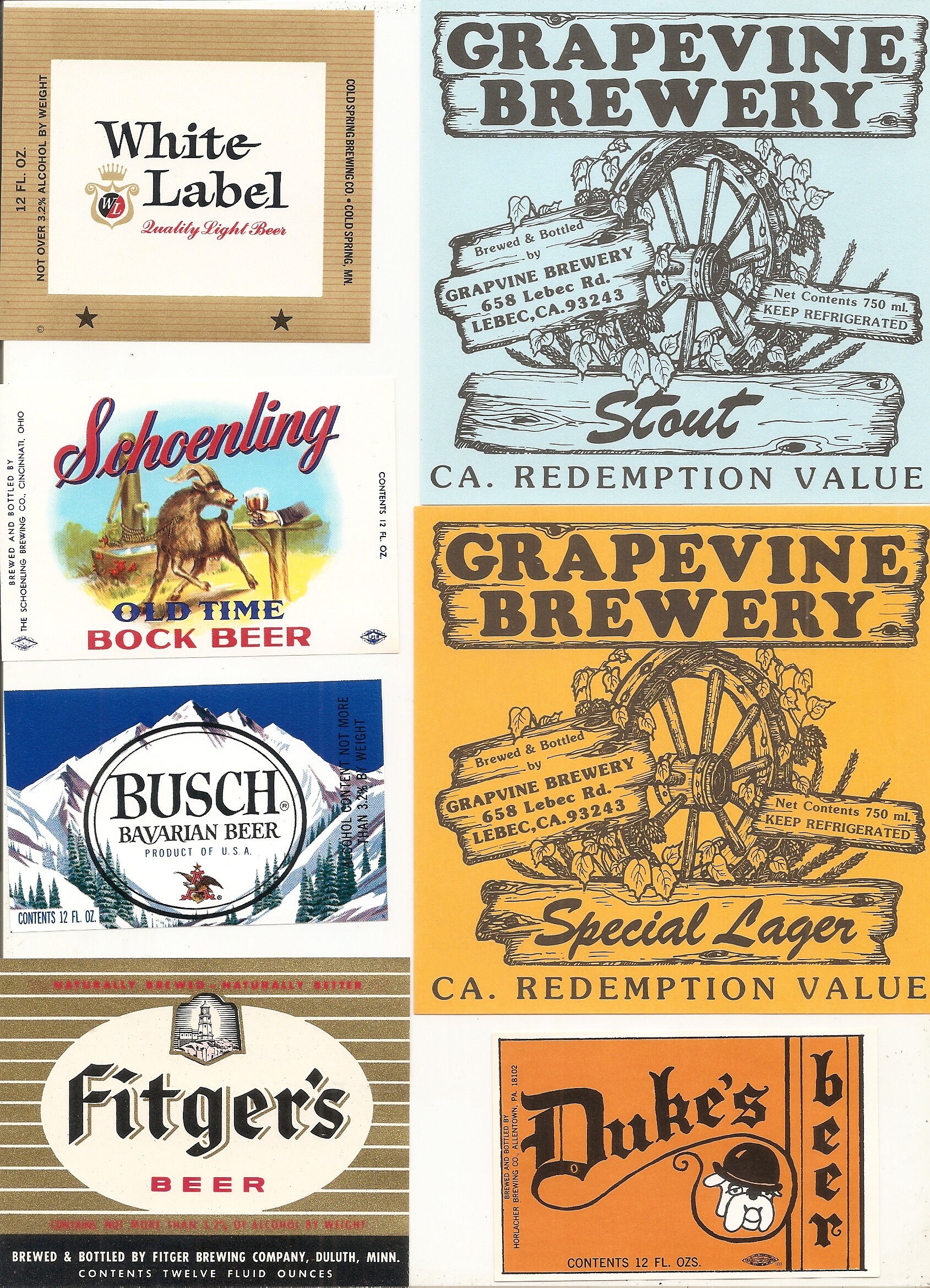 Old American Beer Labels