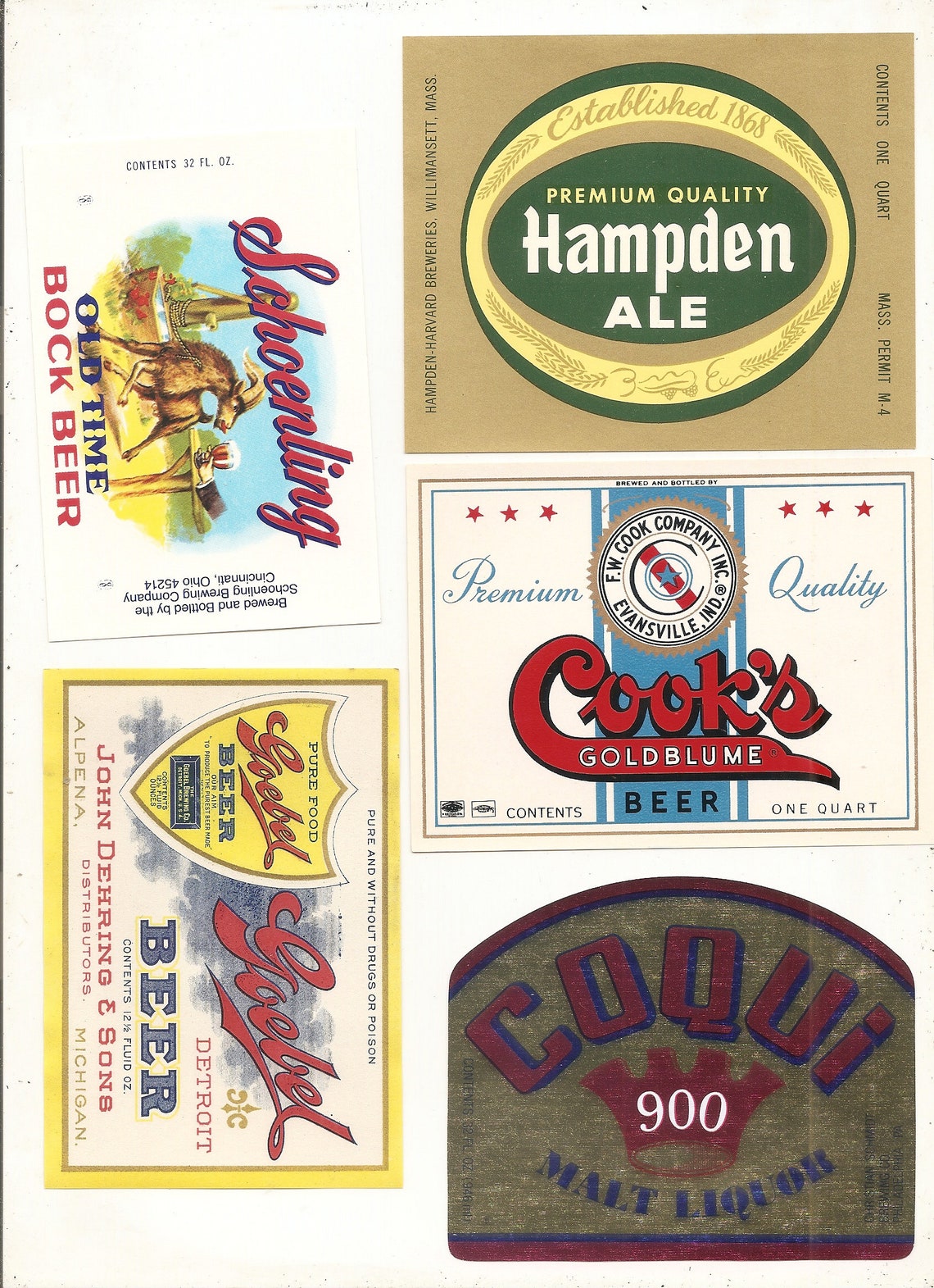 54 Vintage Old BEER LABELS Sebewaing Mi.shamokin | Etsy