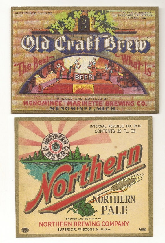 Paper Label Vintage Label Menominee Michigan Brewing Company Beer Label ...