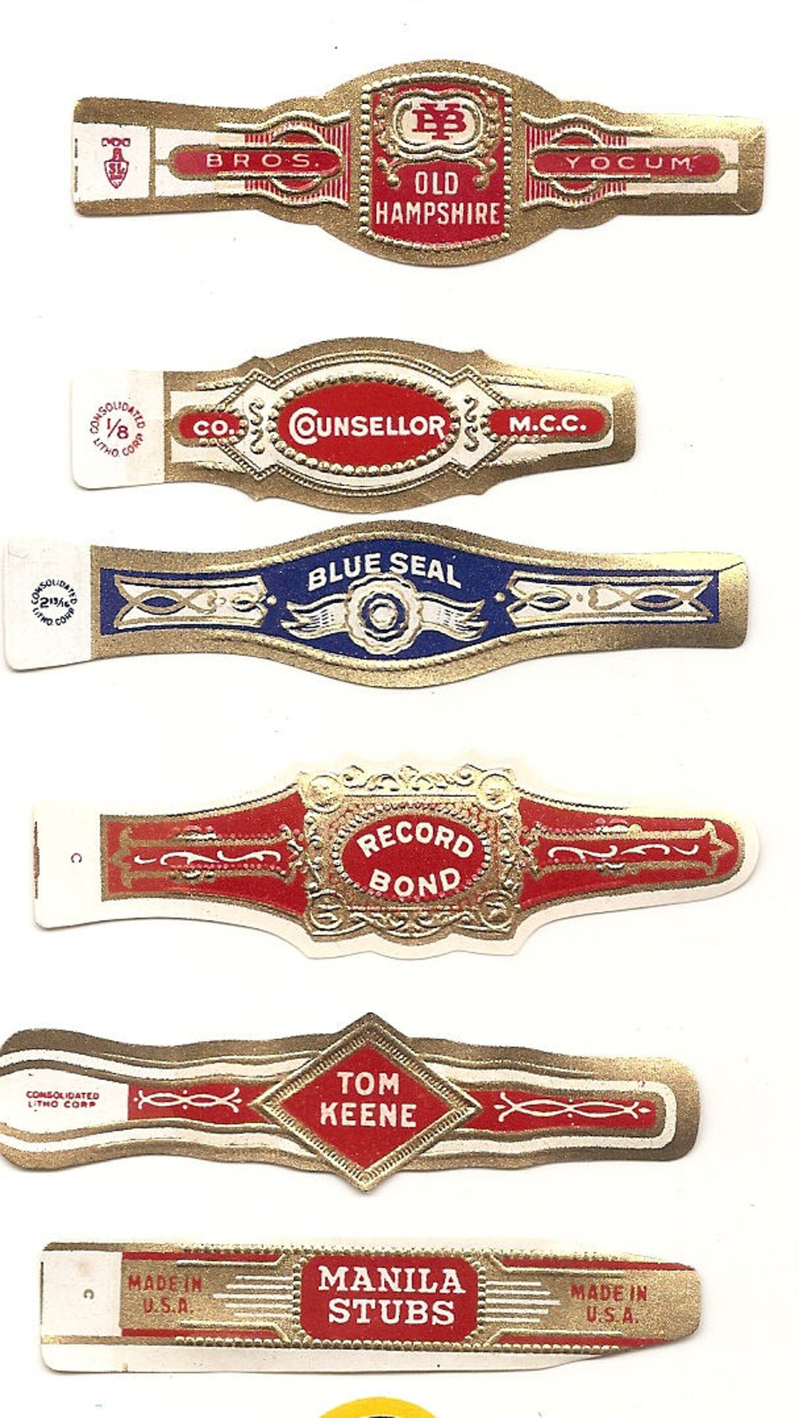 240 CIGAR BANDS Labels New Old Stock Cigar Bands Lithographed in 1920 ...