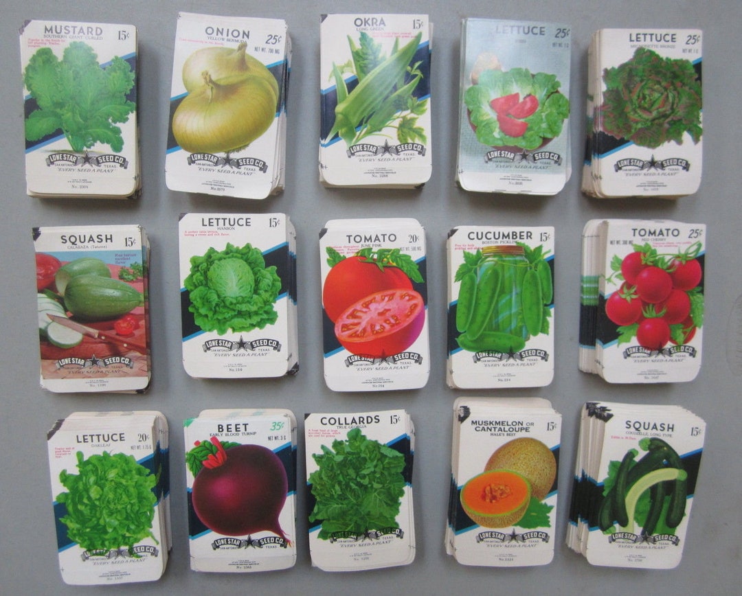 54 Old Vintage Vegetables Seed Packets Lone Star Seed Co. San Antonio ...