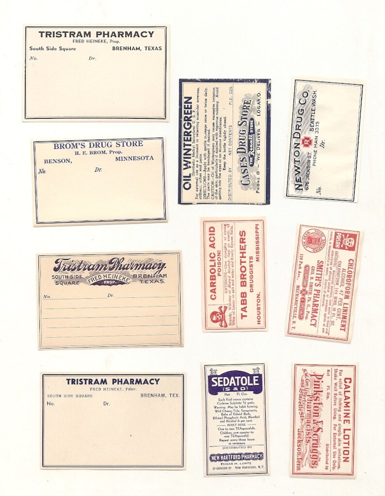 67 1930s Plus Drugstore,pharmacy ,poison and Medicine Labels Etc - Etsy
