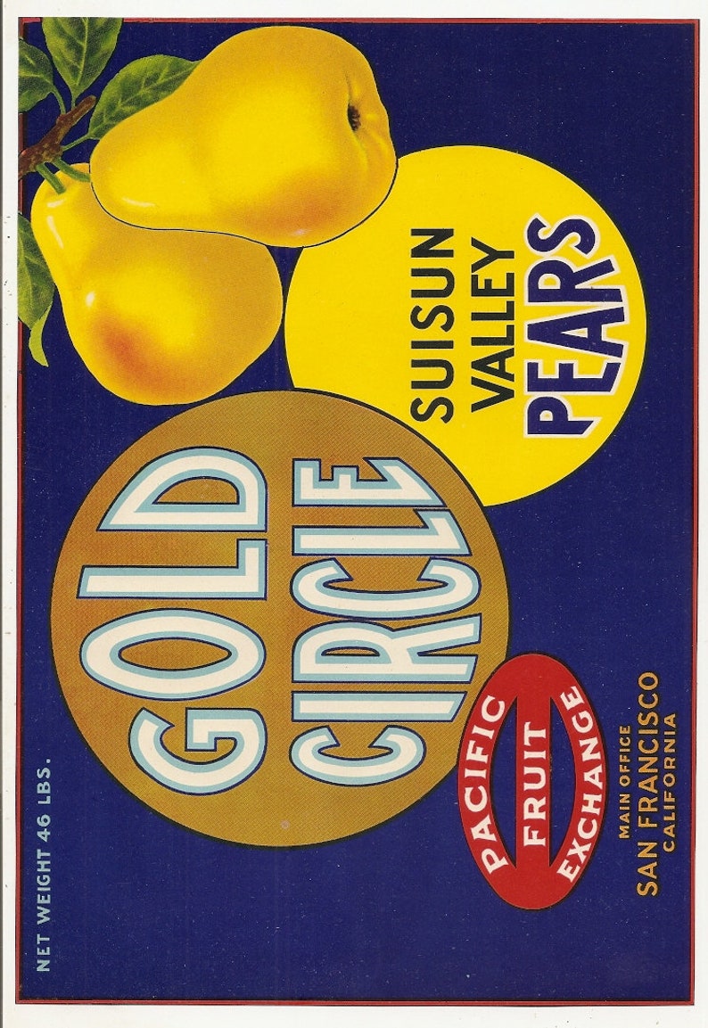 10 Different Old Vintage PEARS CRATE LABELS Ukiah Casan - Etsy