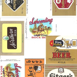 71 Vintage Old BEER LABELS Sebewaing Mi.,shamokin Pa.,evansville Ind ...
