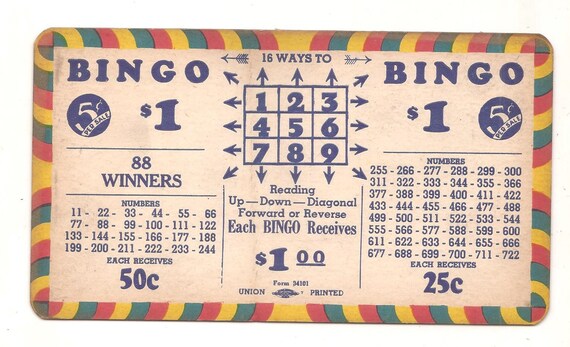 Old Vintage 1940's BINGO PUNCH BOARD / Numbers Games | Etsy
