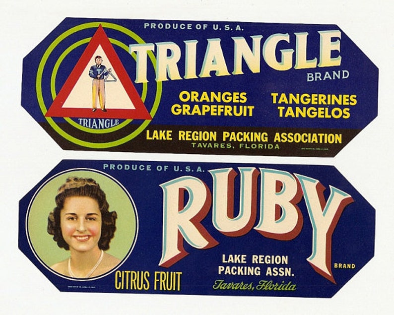 12 Old Vintage CITRUS CRATE LABELS | Etsy
