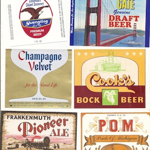 71 Vintage Old BEER LABELS Sebewaing Mi.,shamokin Pa.,evansville Ind ...