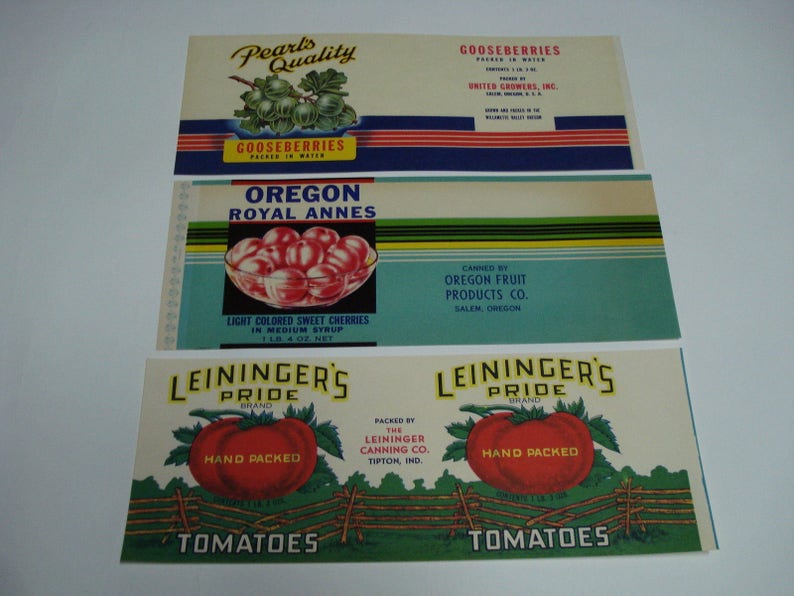 75 Old VINTAGE CAN LABELS All Different. - Etsy
