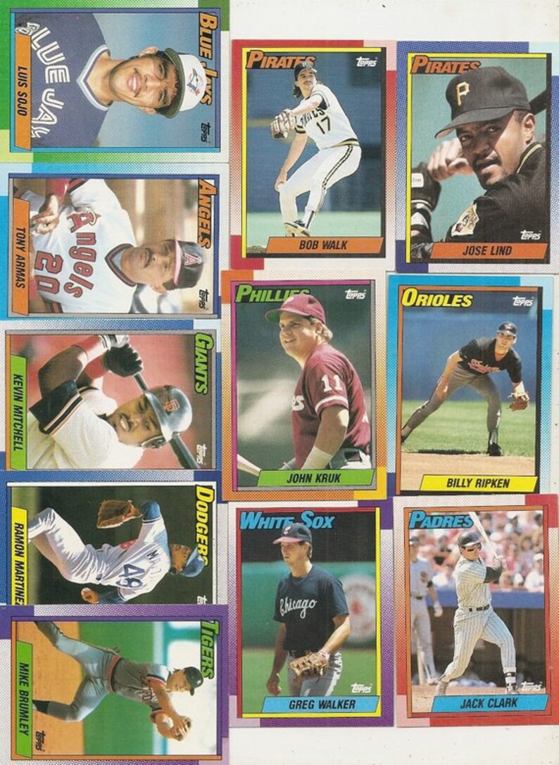 163 Old VINTAGE 1990 Topps BASEBALL PICTURE Cards - Etsy