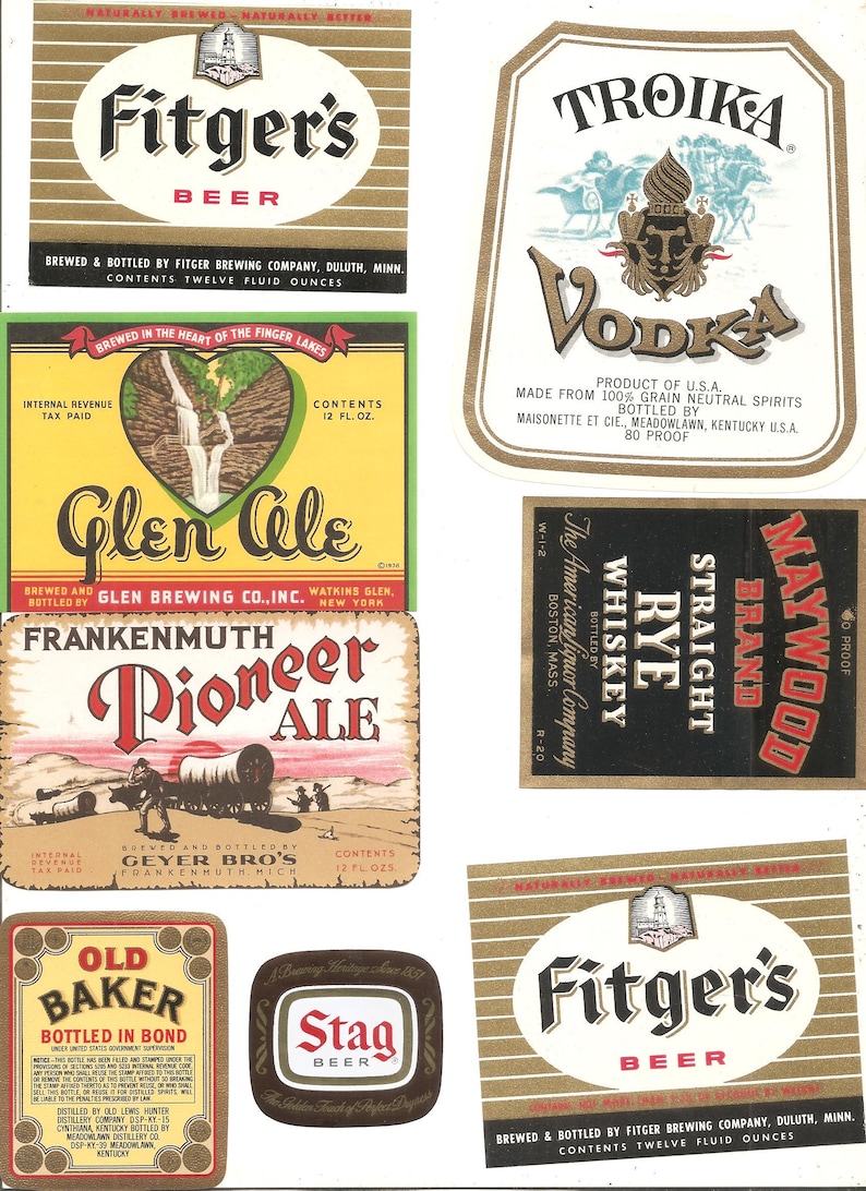 50 VINTAGE Old BEER ,whiskey LABELS Etc... - Etsy