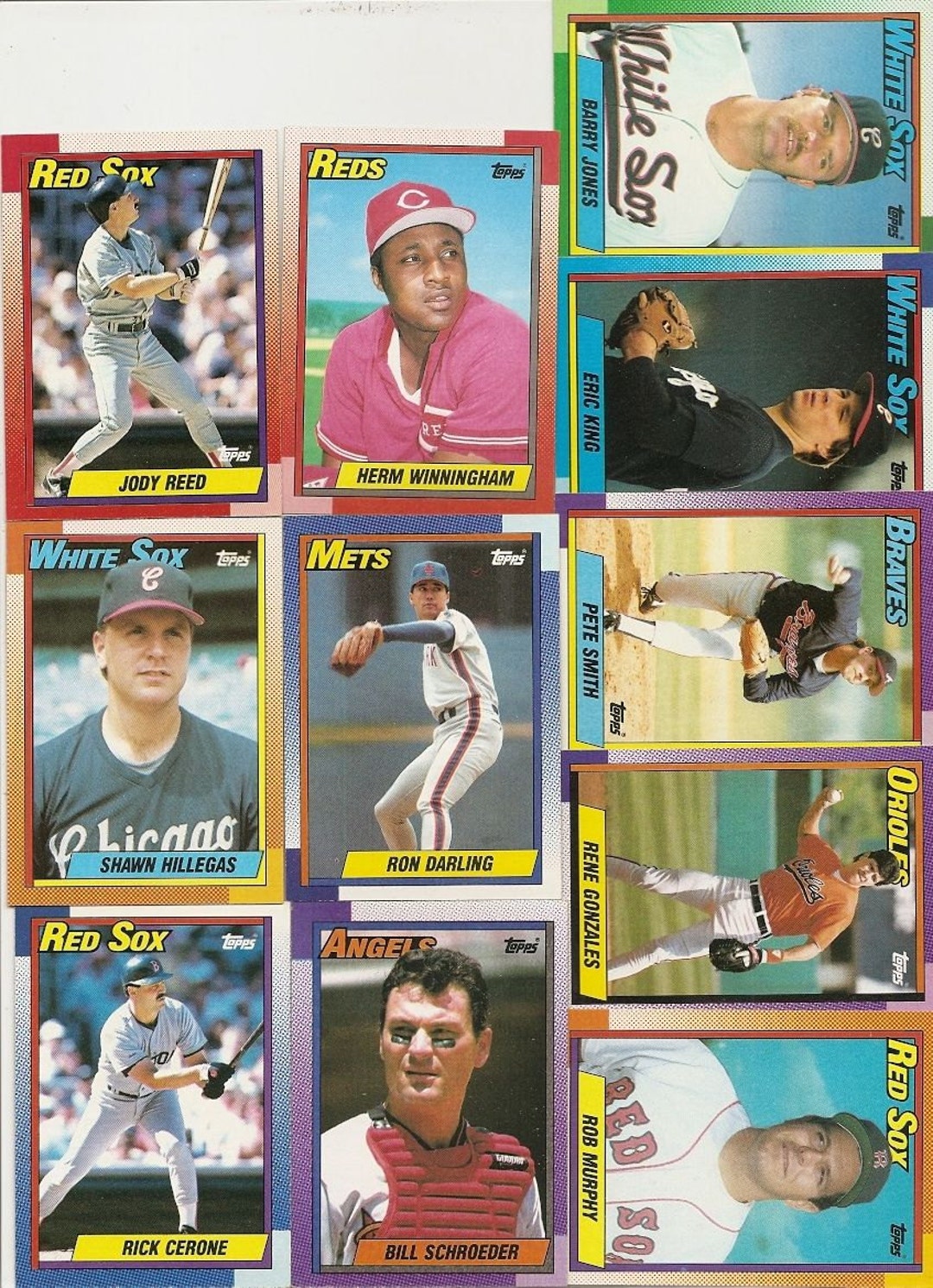 156 Old Vintage 1990 Topps Baseball Picture Cards - Etsy