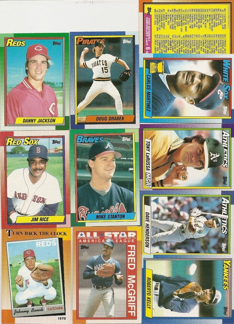 163 Old Vintage 1990 Topps Baseball Picture Cards - Etsy