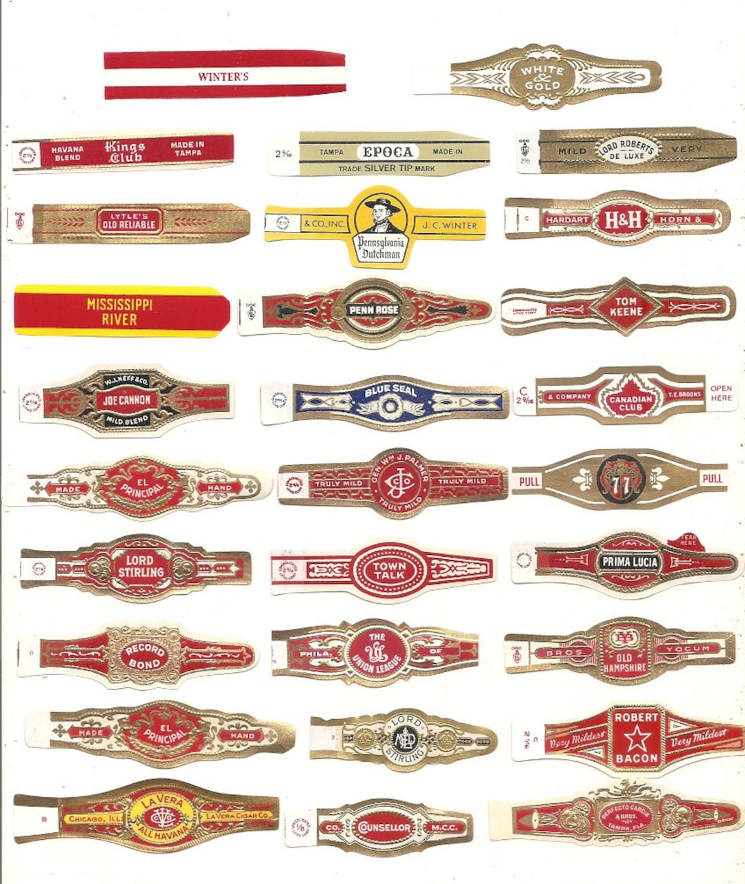 290 CIGAR BAND Labels -new Old Stock Cigar Bands - Etsy