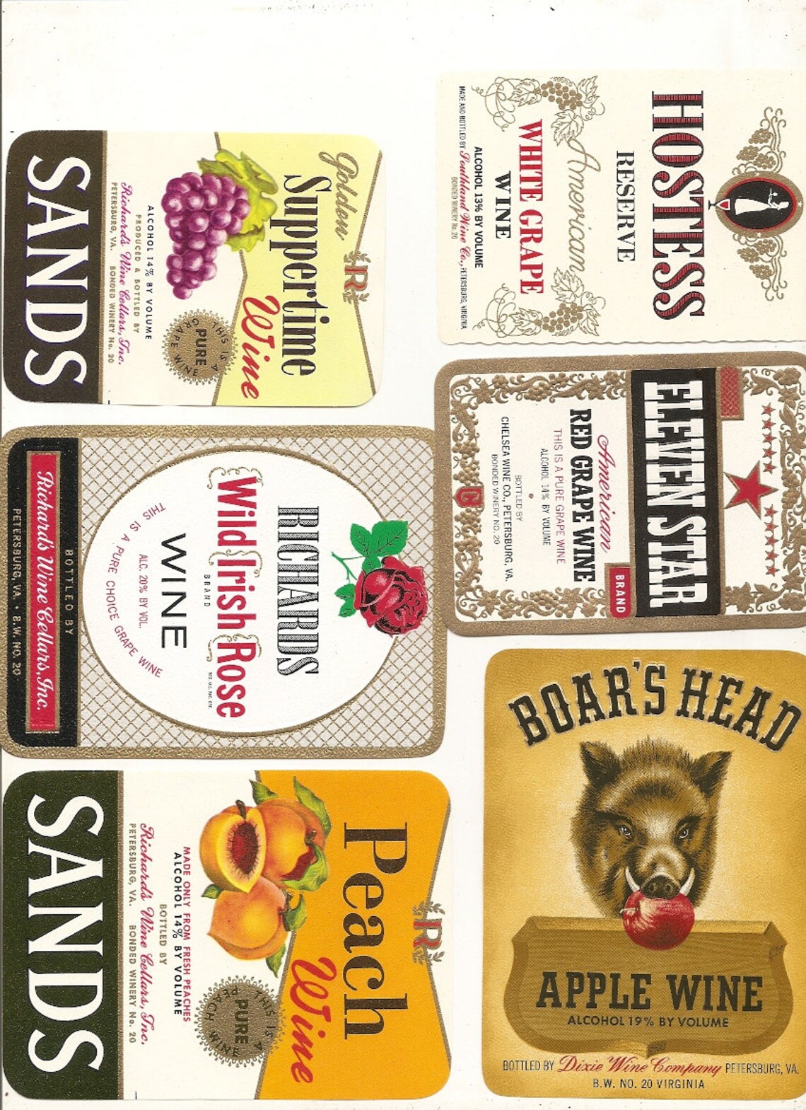 62 Old 1940's Plus WINE Labels .all U.S. Virginia OHIO | Etsy