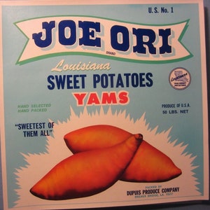 10 Different Vintage Sweet Potato YAM LABELS Louisiana Opelousas La ...
