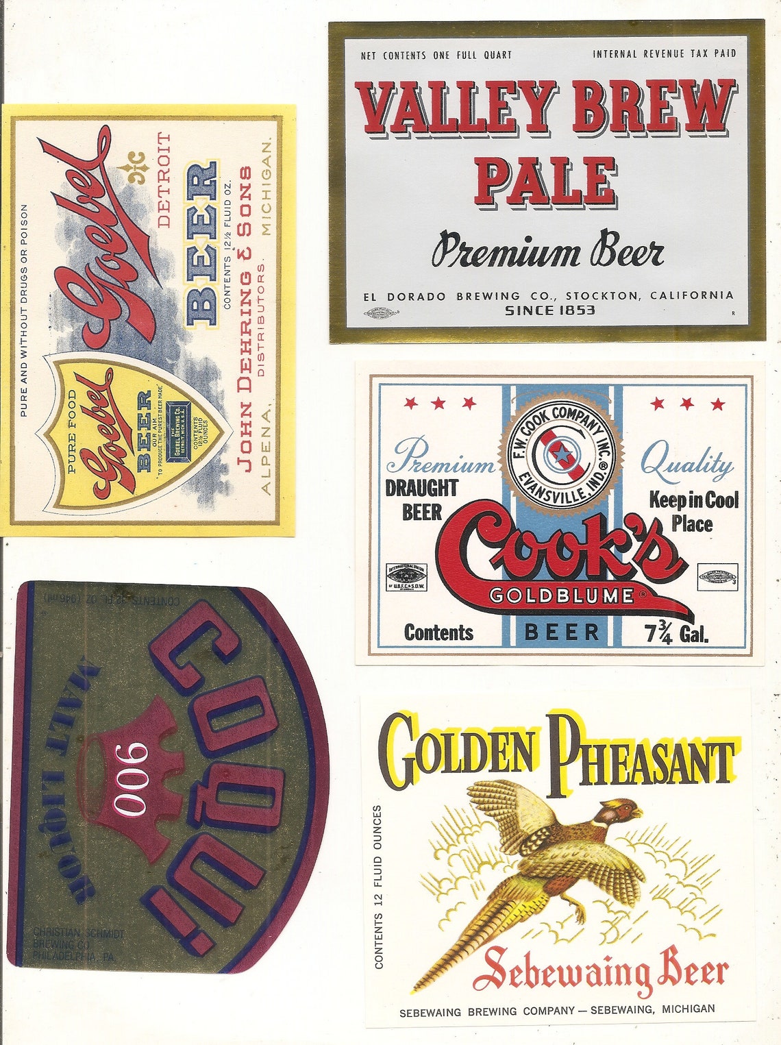 54 Vintage Old BEER LABELS Sebewaing Mi.shamokin | Etsy