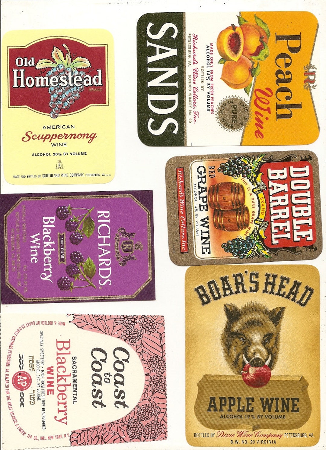 58 Old 1940's Plus WINE Labels.all U.s.,virginia,ohio Etc... - Etsy