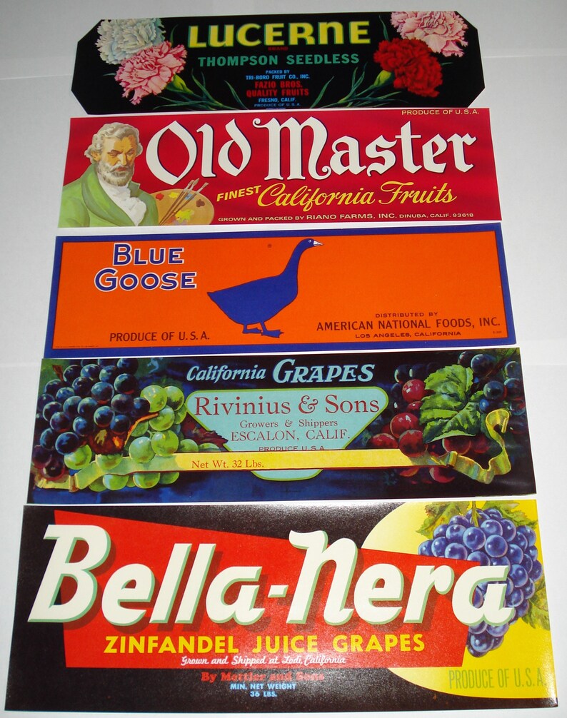 50 Old Vintage FRUIT/ Vegetable CRATE LABELS Holtville | Etsy