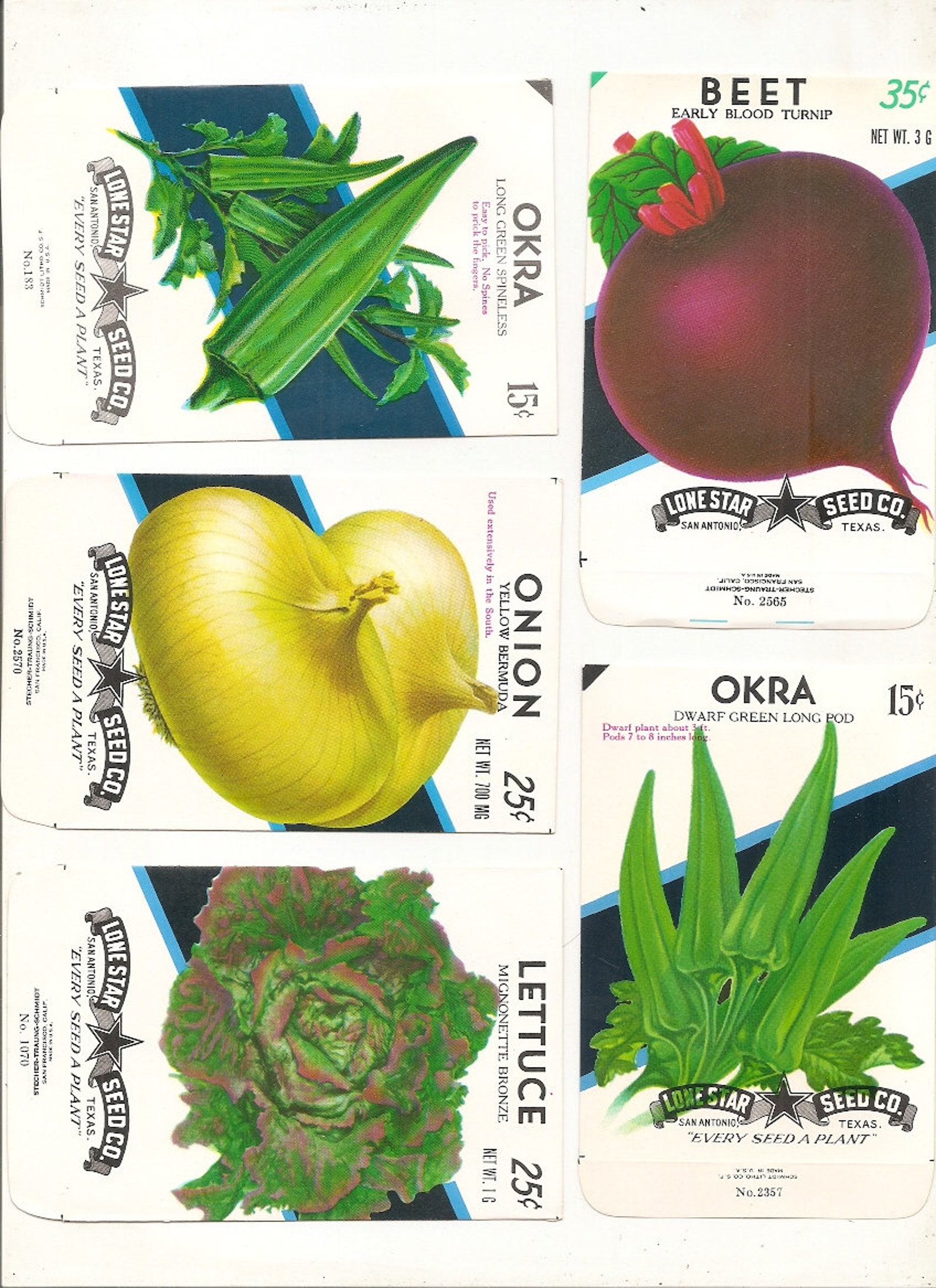62 Old Vintage Vegetable SEED PACKETS Lone Star Seed Co. | Etsy