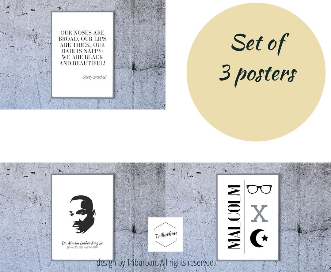 Civil Rights Printable Poster Mlk/malcolm X/stokely - Etsy