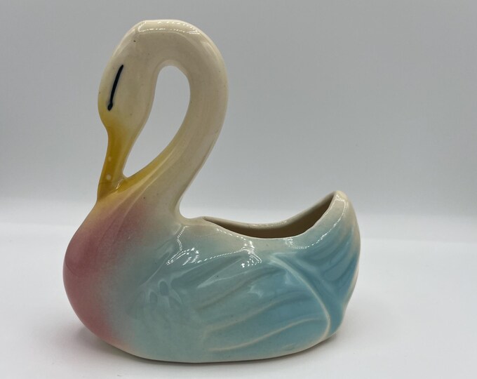 Vintage Ceramic Swan Planter. Pretty Pastel Colors. Small Indoor ...