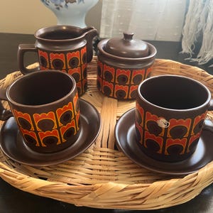 Arthur Wood Pottery. Vtg. 1960’s Made in England. Two Mugs and Saucers ...