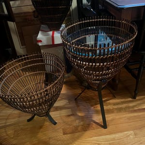 Two Authentic Mid Century Fish Basket End Tables Purchased in Asia in ...