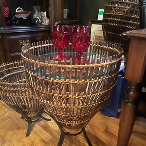 Two Authentic Mid Century Fish Basket End Tables Purchased in Asia in ...