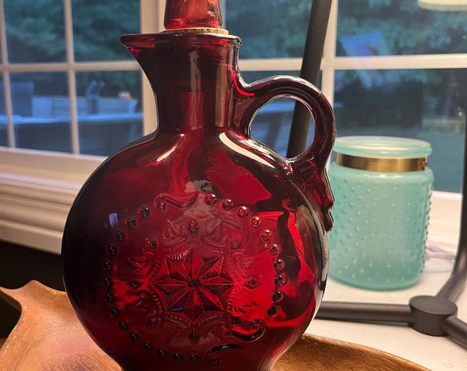 Vintage Wheatonware Ruby Red Star Decanter With Matching Stopper. Like ...