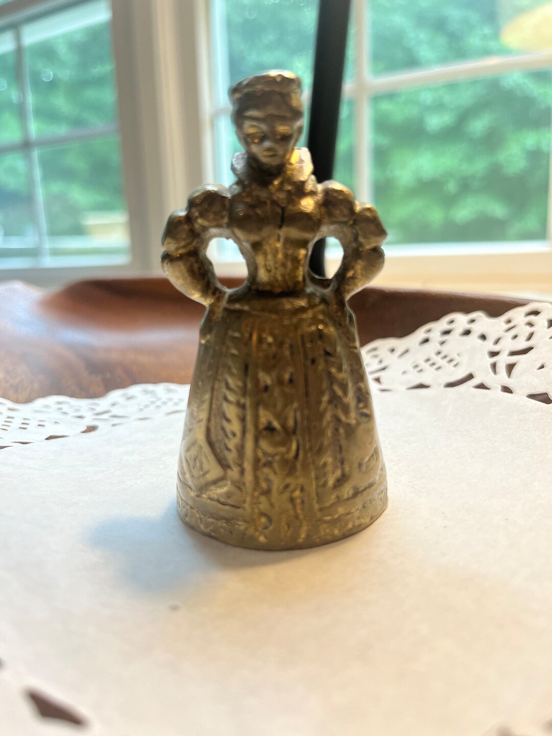 Antique 1920s Victorian Solid Brass Service Bell. Elizabeth Lady With ...