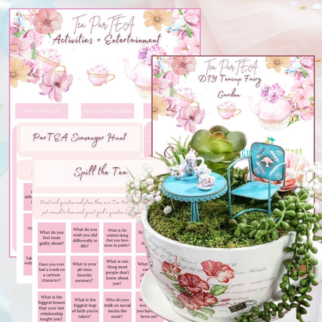Tea Party Planner Bundle: DIY Fairy Garden, Scavenger Hunt (digital ...