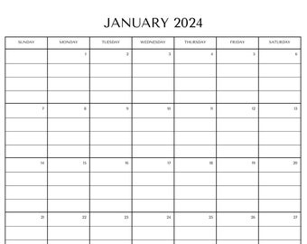 Printable 2024 Weekly Dated Planner, Sunday Start, Landscape, Vertical ...