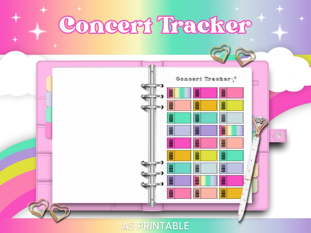 Concert Ticket Tracker Printable, Concert Tour, List of Concerts ...