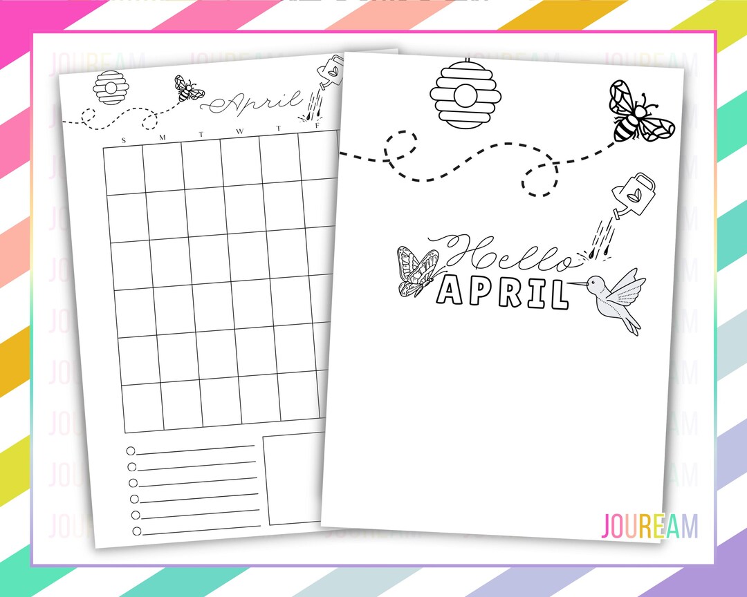 April Monthly Cover & Calendar - Etsy