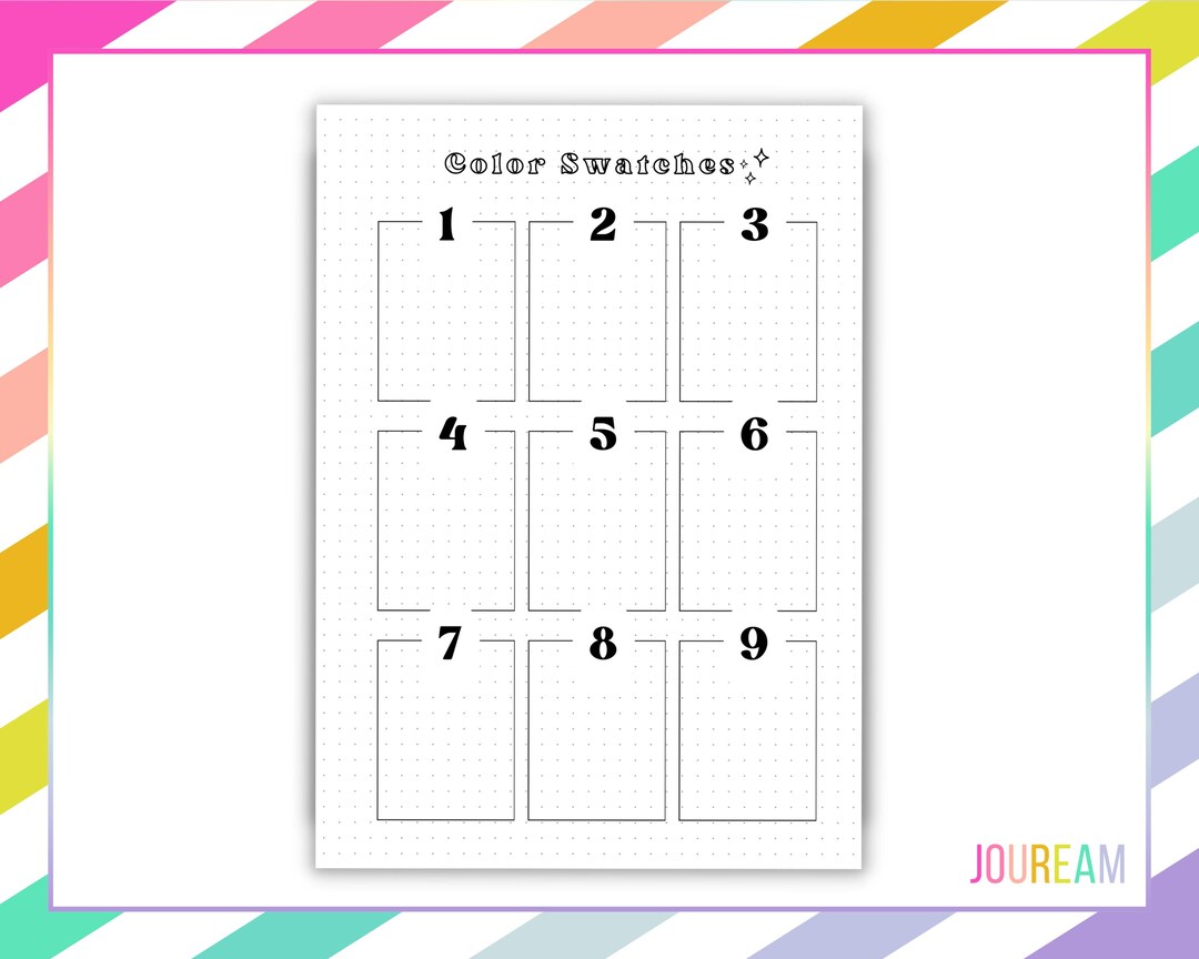 Color Swatches, Color Page, Pen Test Page, Marker Swatches, Handwriting ...