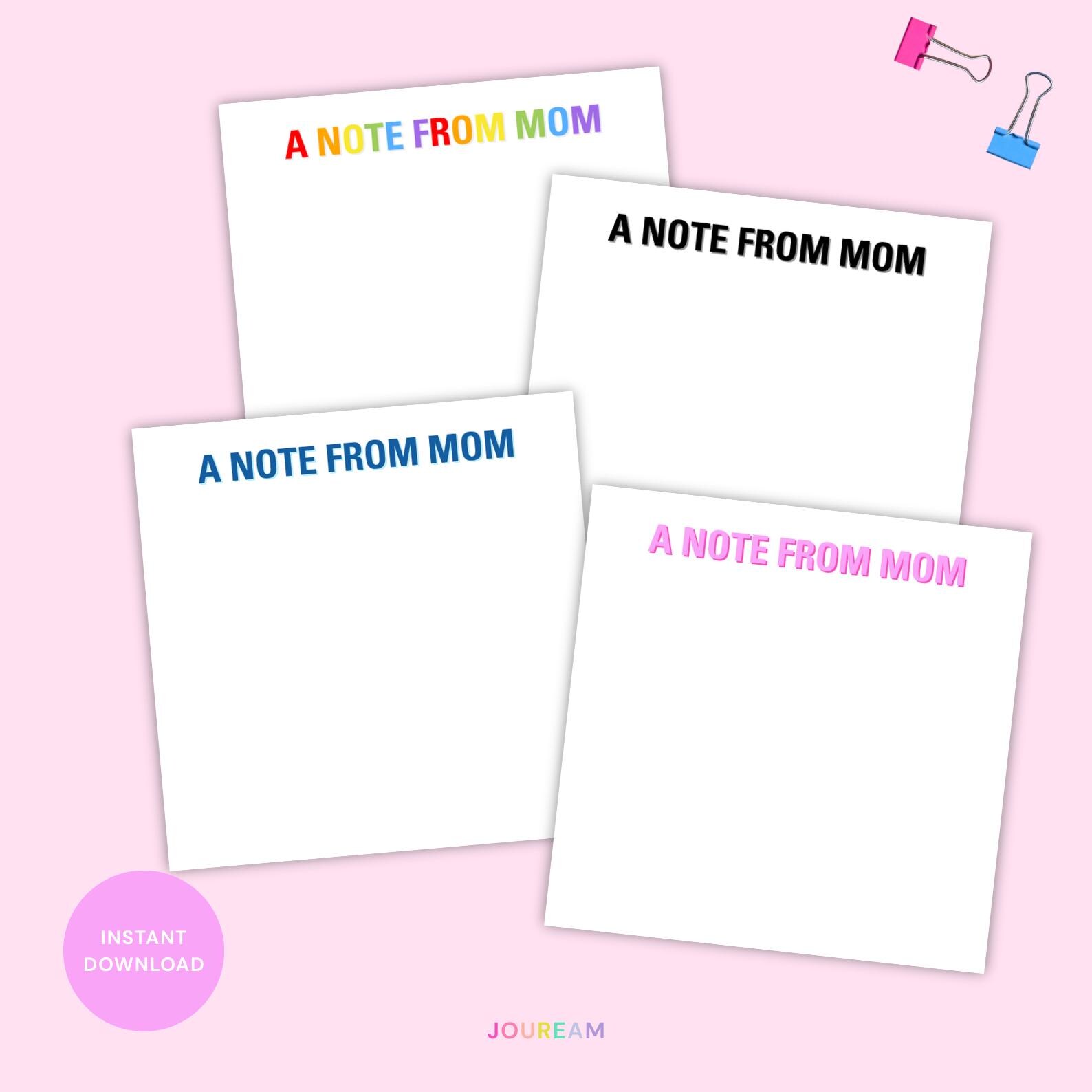 Printable Blank Lunch Notes for Kids: Write Your Own Message (digital ...