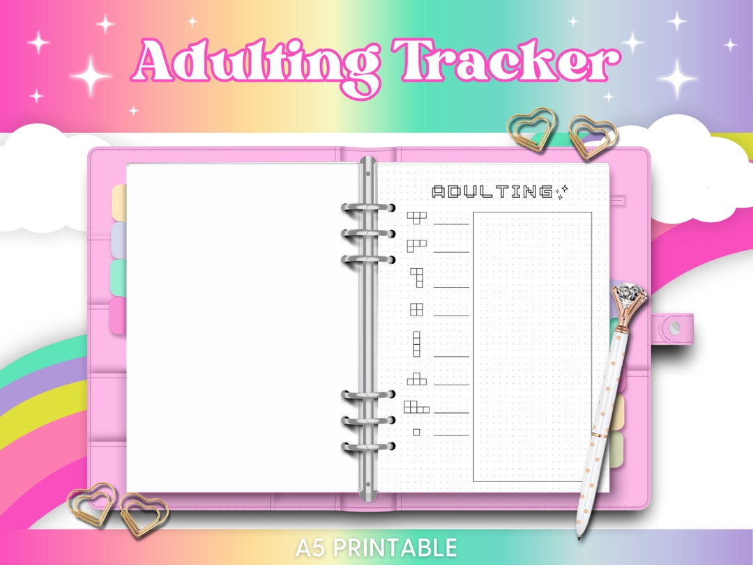Adulting Tracker, Coloring Habit Tracker, Fun Habit Tracker, Chore Log ...