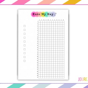 Daily Rating, Rate My Day, Mood Tracker, Daily Overview, Printable A5 ...